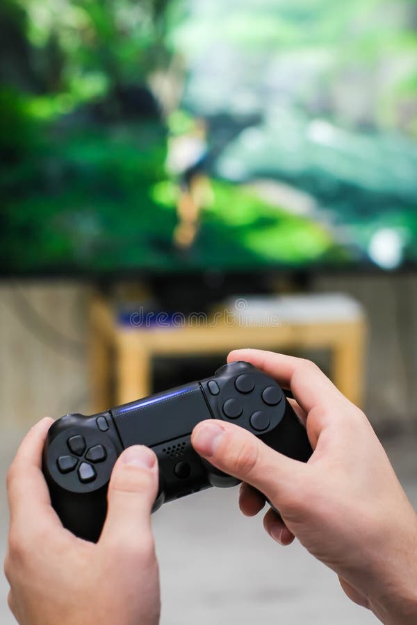 Close Up View of Man`s Hands with Controller for Playing Video Game ...