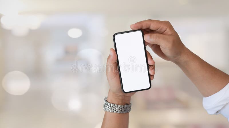 Close-up View of Man`s Hands Using Smartphone Stock Image - Image of ...