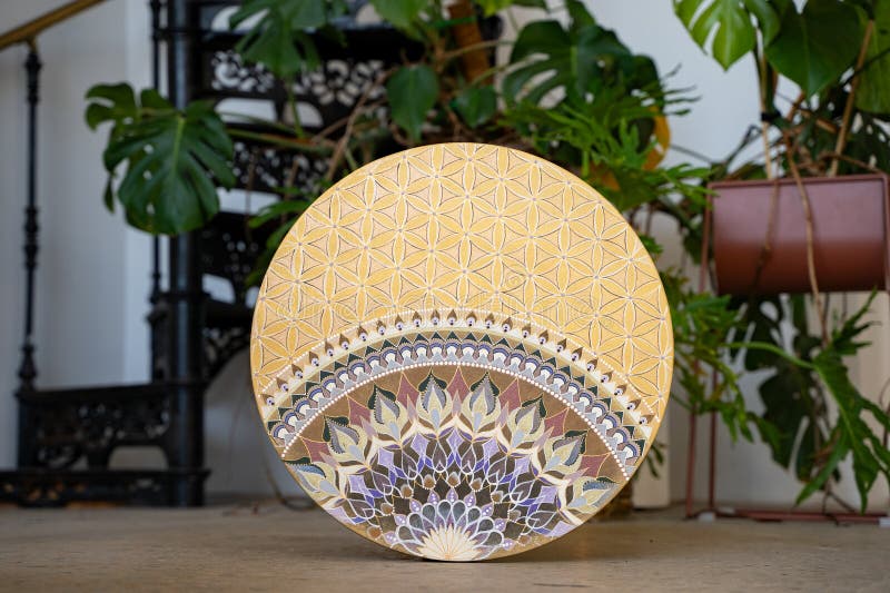 Close Up View of Mandala Painting Stock Photo - Image of outline ...