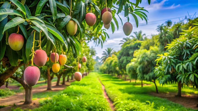 Close Up View of Mango Trees in a Mango Garden Stock Photo - Image of ...