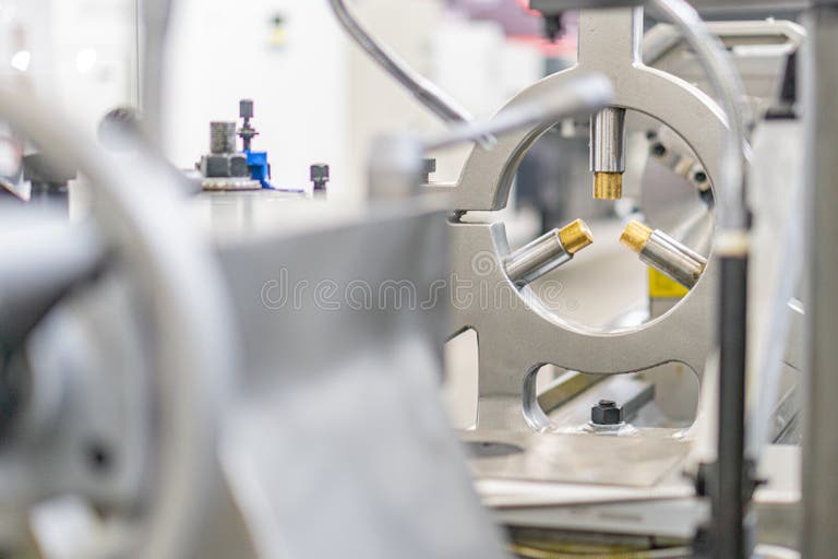 Close-up View of a Manufacturing Process in an Industrial Setting ...