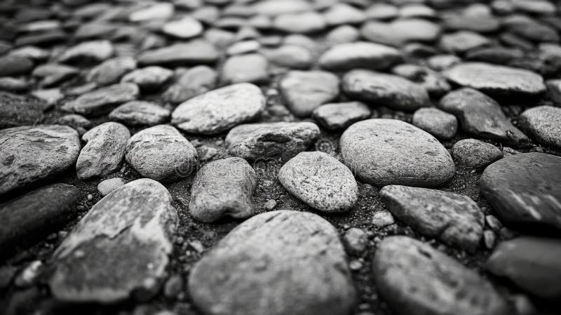 A Close Up View of Many Grey River Rocks Stock Illustration ...
