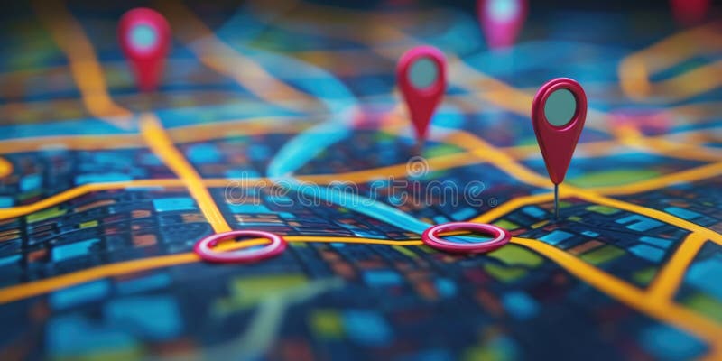 A Close Up View of a Map with Pins. Ideal for Travel, Navigation, and ...
