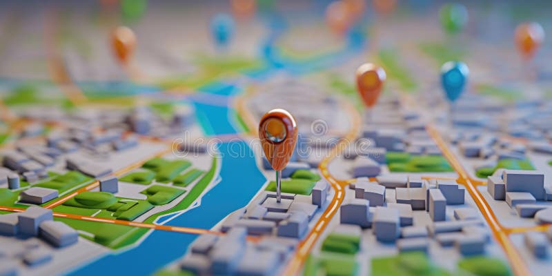 A Close-up View of a Map with Pins Representing Various Locations ...