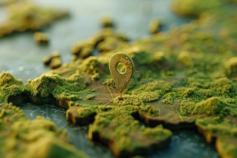 A Close-up View of a Map with a Single Pin Marking a Specific Location ...