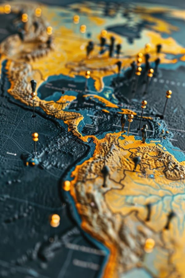 A Close-up View of a Map with Various Pins Marking Different Locations ...