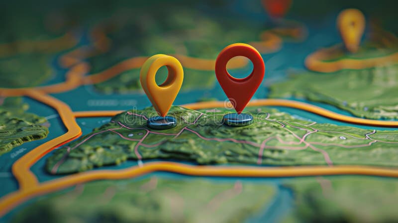 A Close-up View of a Map with Various Pins Marking Locations, Useful ...