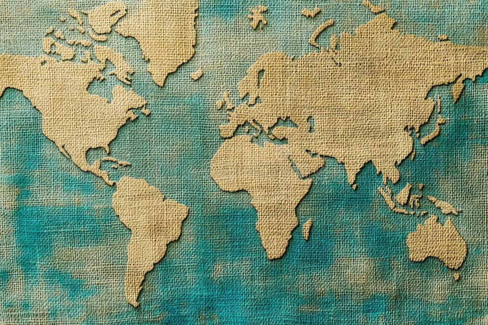 A Close-up View of a Map of the World, Highlighting Specific Regions ...