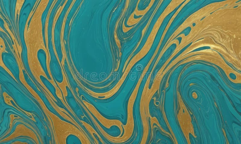 Close-up View Marble-like Pattern with Swirling Blue and Gold Hues ...