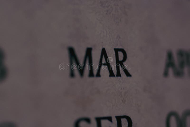 Close-up View of the March Month on the Calendar Stock Photo - Image of ...