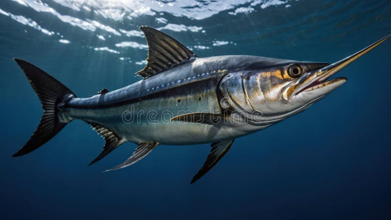 A Close-up View of a Marlin Swimming Gracefully Underwater Stock ...