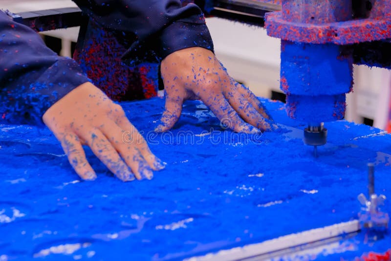Milling Machine during Work with Plastic Material Stock Photo - Image ...