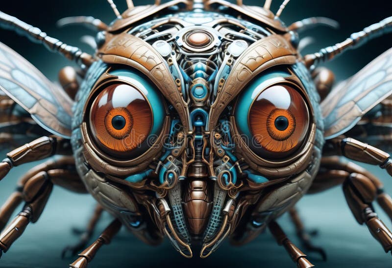 A Close-up View of a Mechanical Insect-like Robot with Large Compound ...