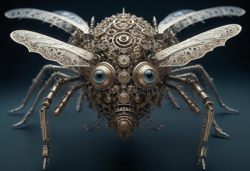 A Close-up View of a Mechanical Insect-like Robot with Large Compound ...