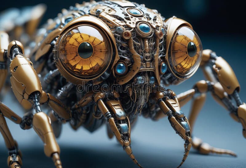 A Close-up View of a Mechanical Insect-like Robot with Large Compound ...