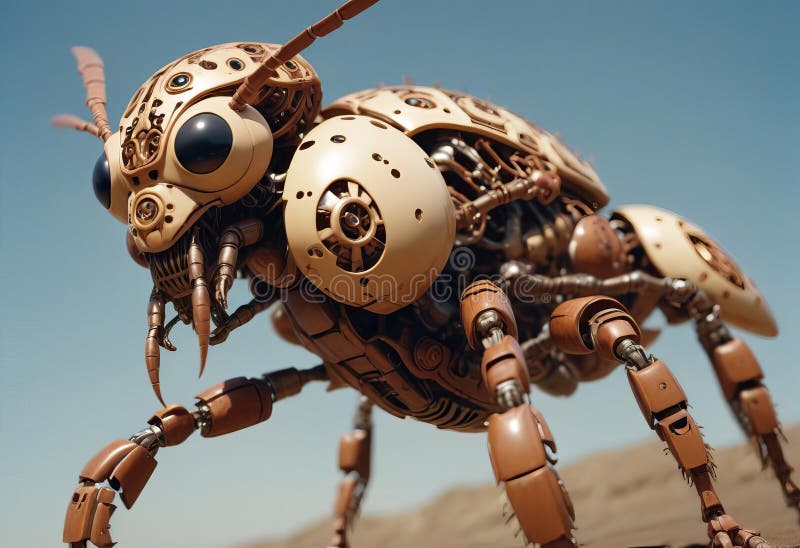 A Close-up View of a Mechanical Insect-like Robot with Large Compound ...