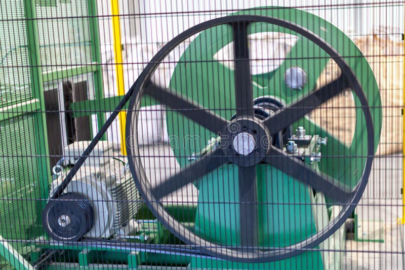 Close-up View of a Mechanical Wheel within Industrial Equipment during ...
