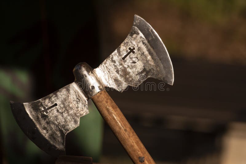 Double medieval axe stock image. Image of civilization - 129093547