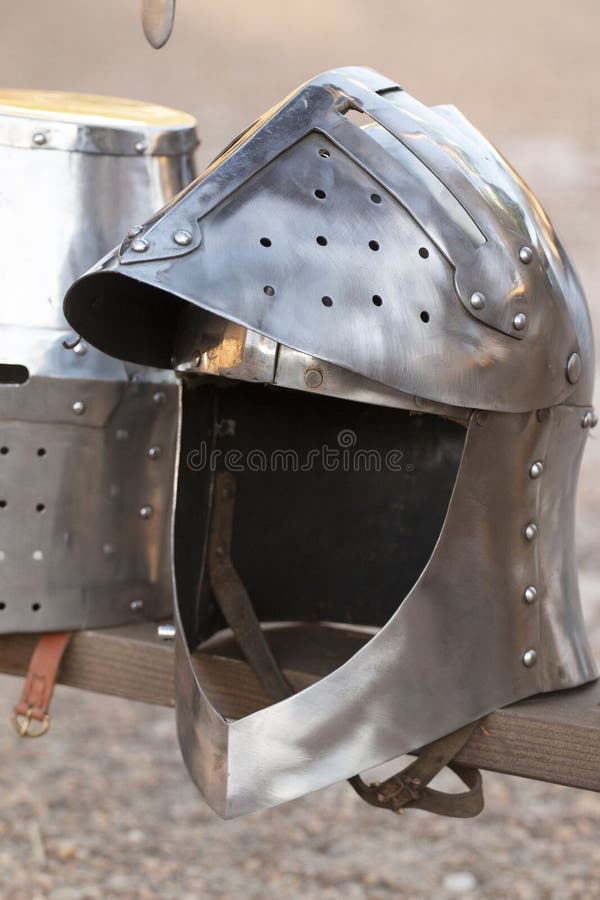 Medieval battle helmet stock image. Image of silves - 129093347