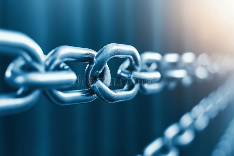 Closeup View of Metal Chains Linked Together Showcasing Strength and ...