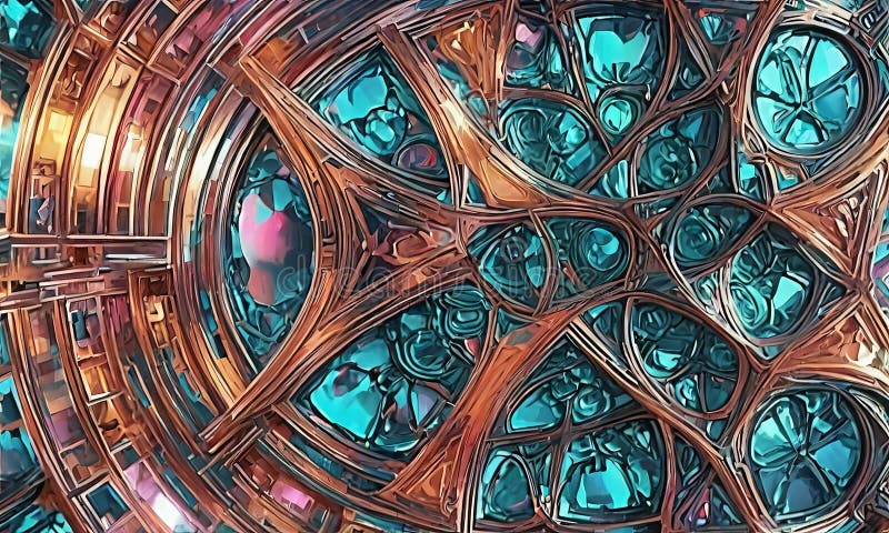 Close-up View Metallic, Abstract Structure with Complex Interplay Blue ...