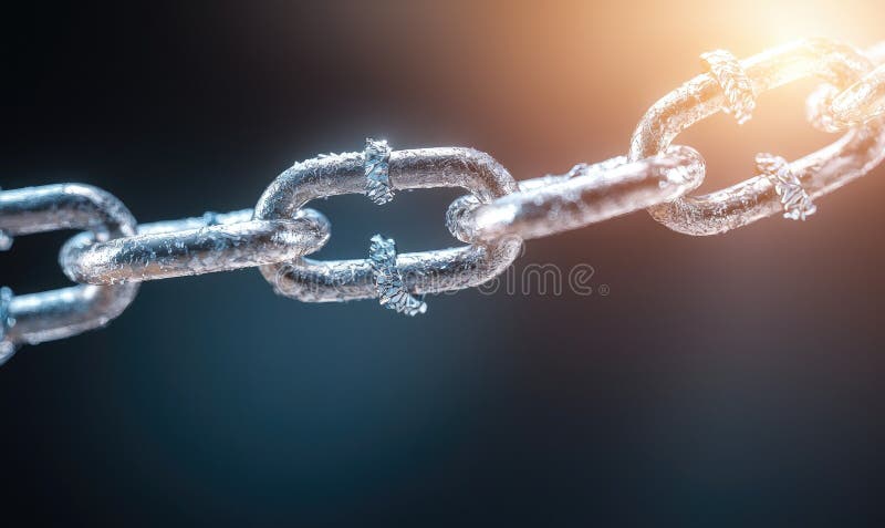 Close-up View of a Metallic Chain Link with a Festive Background ...