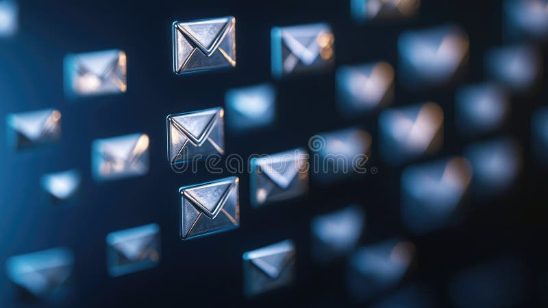 A Close-up View of Metallic Email Icons on a Dark Background ...