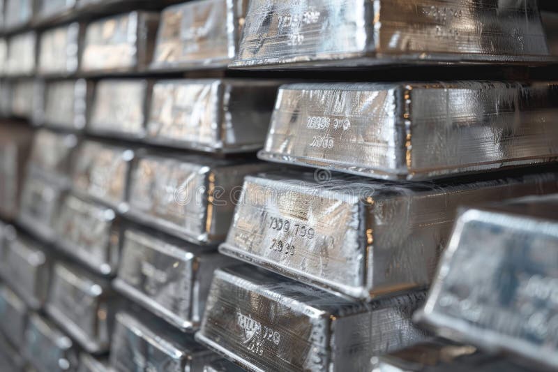 Stacked Metal Ingots in Industrial Warehouse. Neural Network AI ...