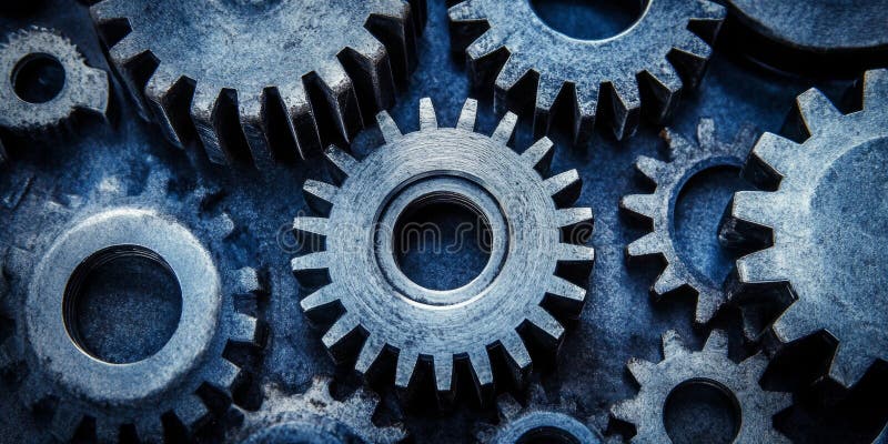 Close-up View of Metallic Silver Gears, Creating an Industrial and ...