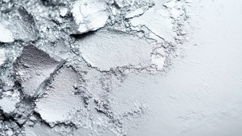 Close-Up View of Metallic Silver Powder and Chunks on White Surface ...
