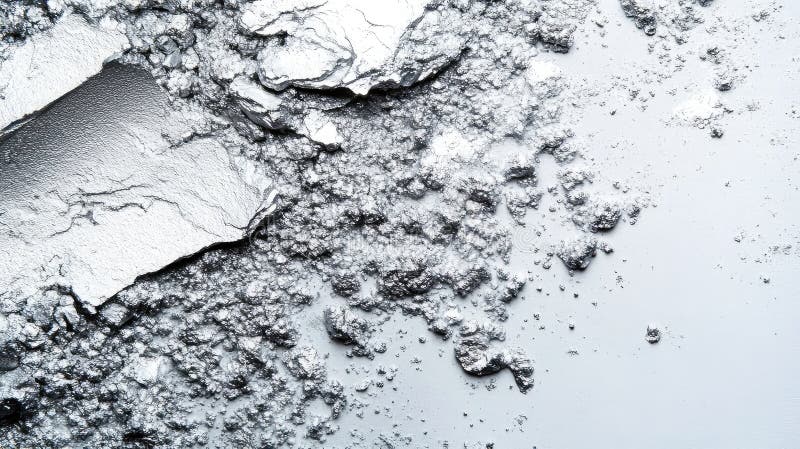 Close-Up View of Metallic Silver Powder and Chunks on White Surface ...