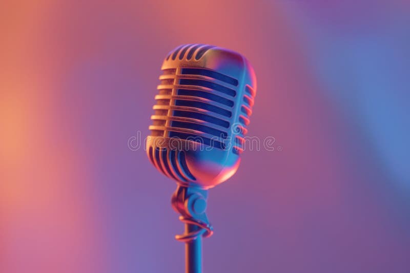 A Close-up View of a Microphone on a Stand, Ready for Use Stock Photo ...