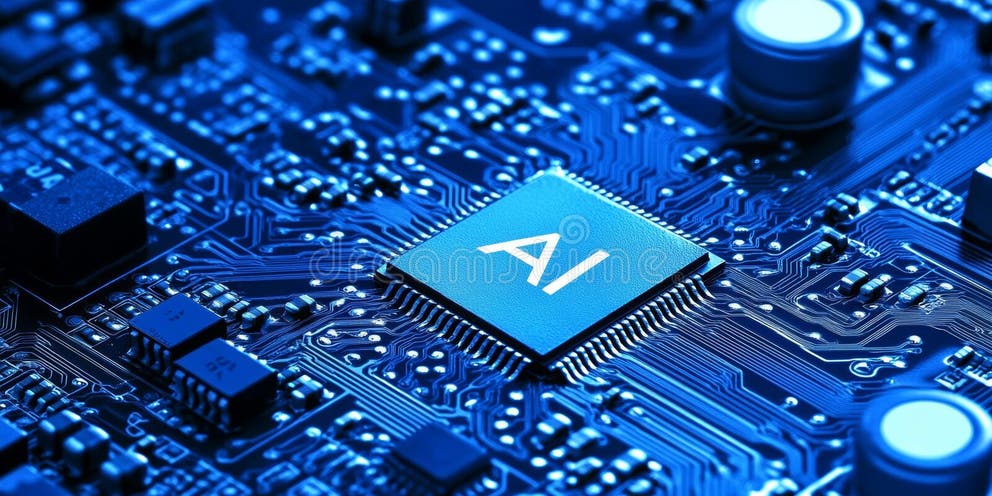 Close-up View of a Microprocessor on a Circuit Board Showcasing ...