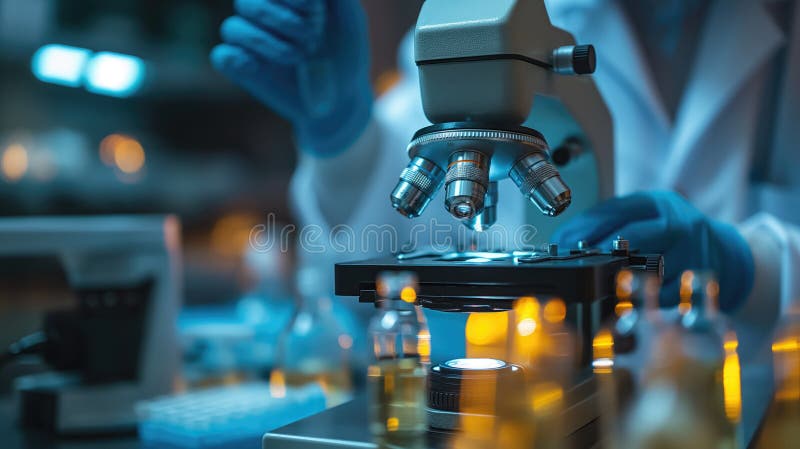 A Close-Up View of a Microscope in a Laboratory Setting Stock Photo ...