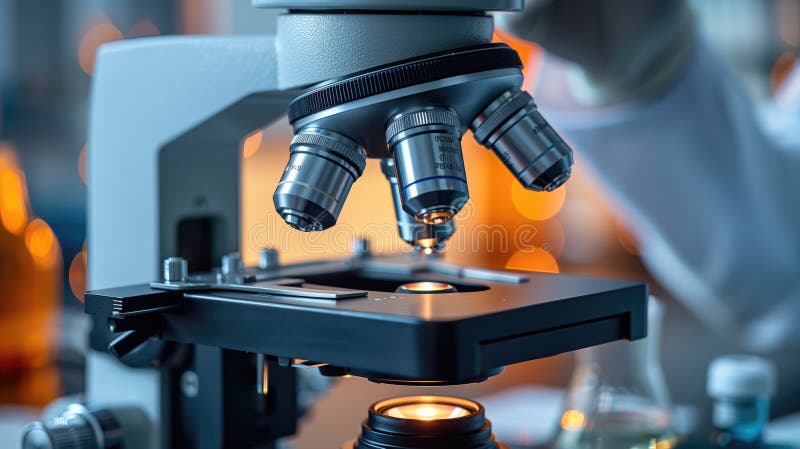 A Close-Up View of a Microscope in a Laboratory Setting Stock Image ...