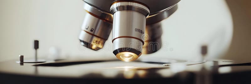 Close-Up View of Microscope in Laboratory Setting Stock Illustration ...