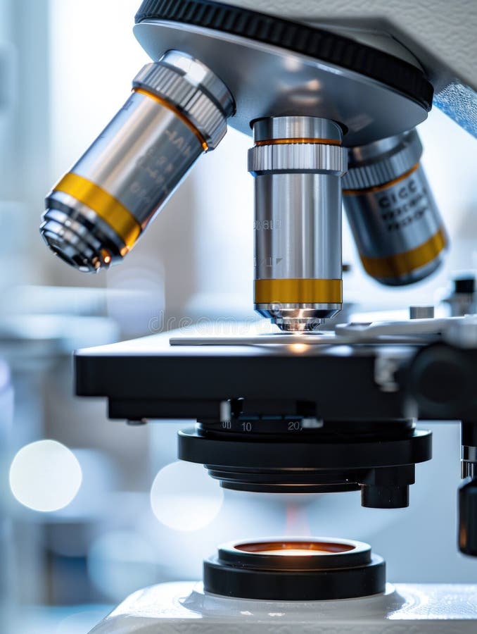 Microscope on Table stock illustration. Illustration of scientific ...