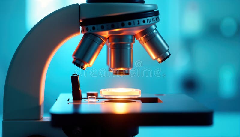 Close-up View of Microscope in Use. High-tech Equipment for Scientific ...