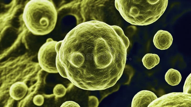 Close-up View of Microscopic Green Biological Cells Stock Image - Image ...