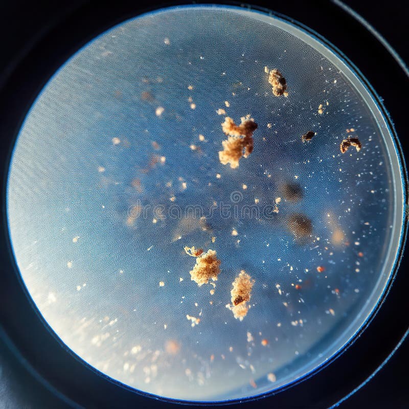 Close-up View of Microscopic Particles in a Liquid Sample Revealing ...