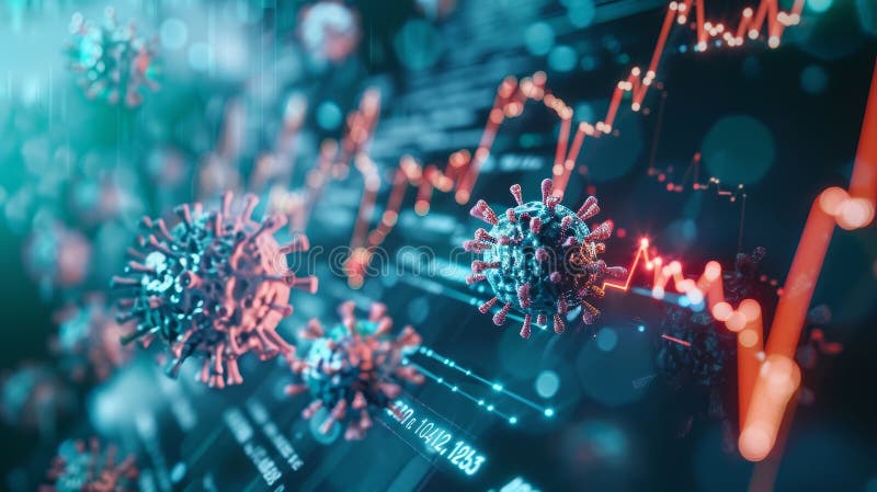 Close-up View of Microscopic Virus Cells Superimposed on a Background ...