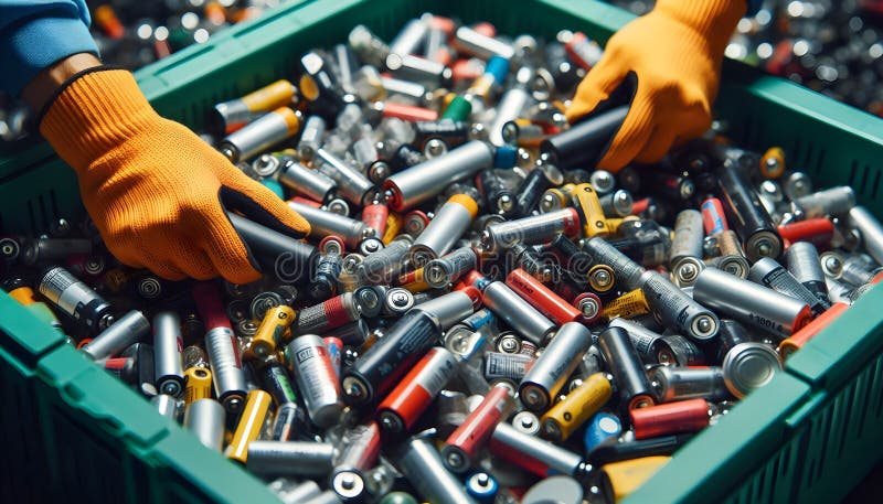 Used Lithium Batteries Organized by Type in Recycling Center for ...