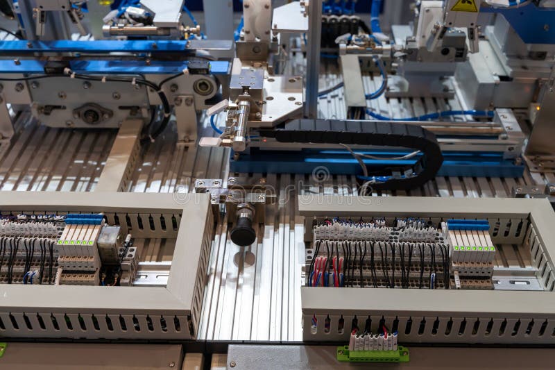 Close Up View of Modern Automatic Assembly Line in Factory. Stock Photo ...