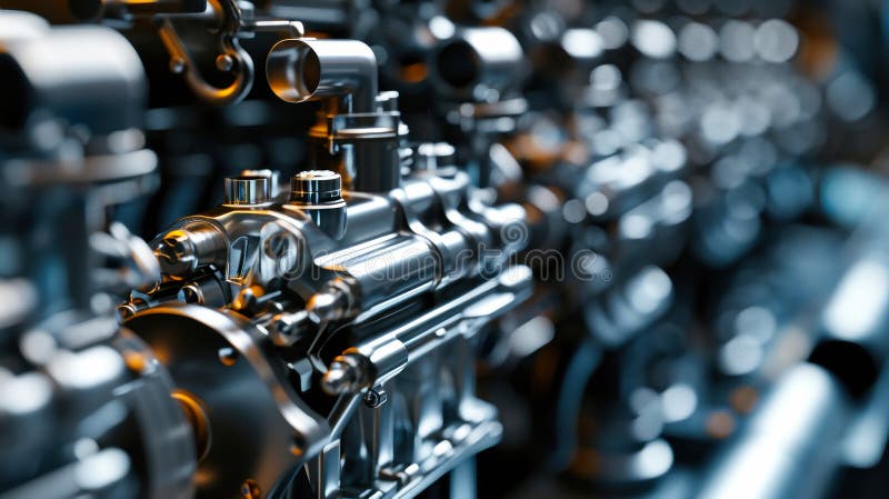 Close Up View of a Modern Automobile Engine Showcasing Intricate Design ...