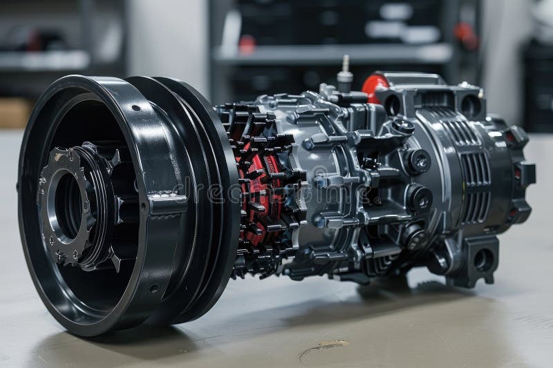 High-Performance Automotive Air Compressor System Close-up Stock ...