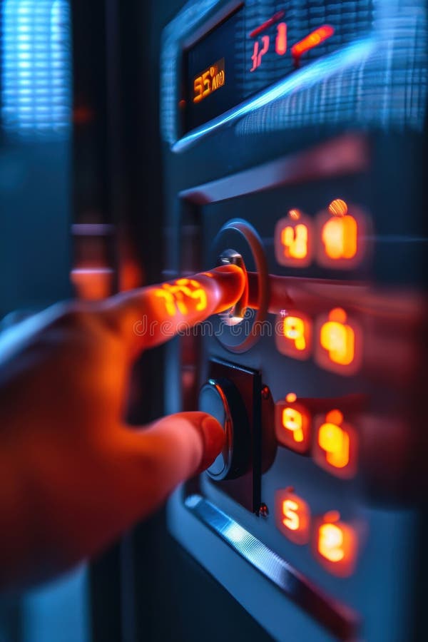 Secure Biometric Keypad on Corporate Safe Illuminated during Passcode ...