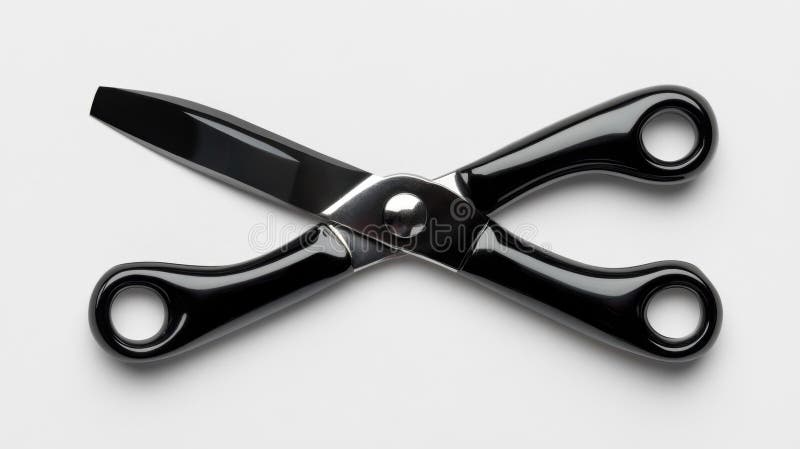 Close-up View of Modern Black Scissors on White Background Stock ...
