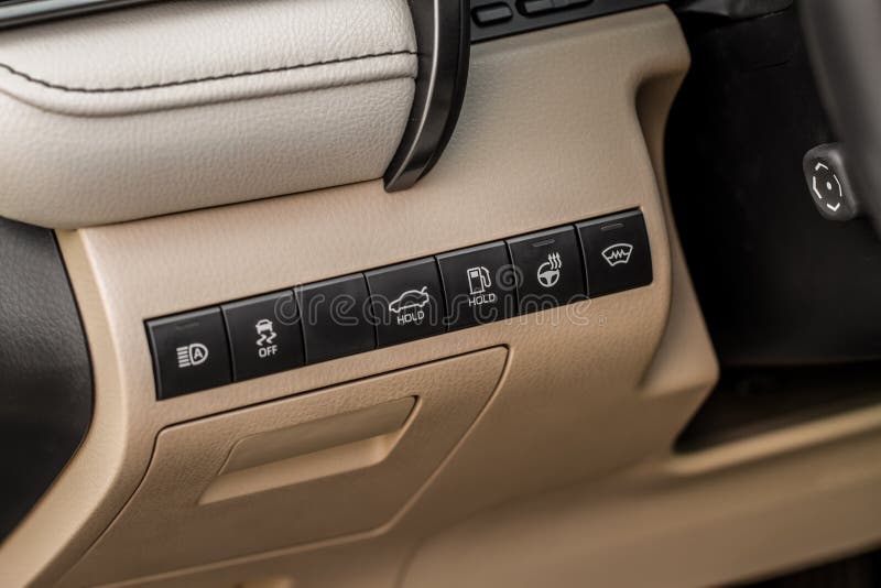 Close Up View of Modern Car Electronic Safety Systems Control Panel ...
