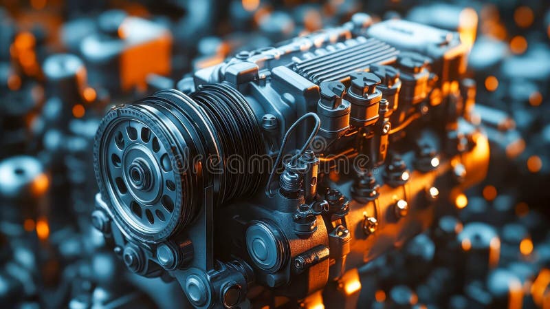 Close-up View of a Modern Car Engine, Featuring Sleek and Precise ...