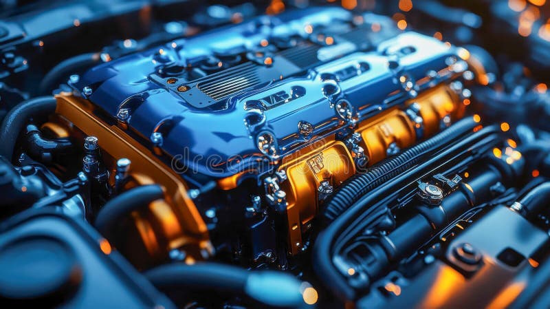 Close-up View of a Modern Car Engine, Featuring Sleek and Precise ...